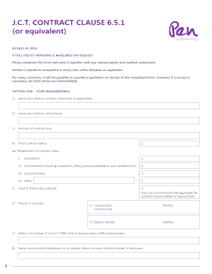 Fillable Online JCT Contract Clause 6.5.1 Proposal Form - Pen ...