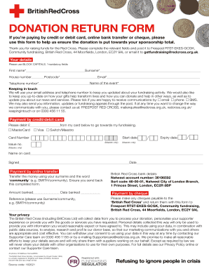 Fillable Online donation return form - British Red Cross Fax Email ...