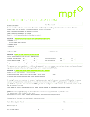 Fillable Online PUBLIC HOSPITAL CLAIM FORM - esbmpf.ie Fax Email Print ...