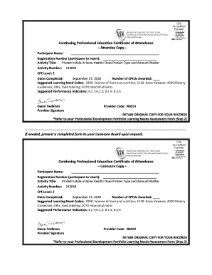 Fillable Online Continuing Professional Education Certificate of ...