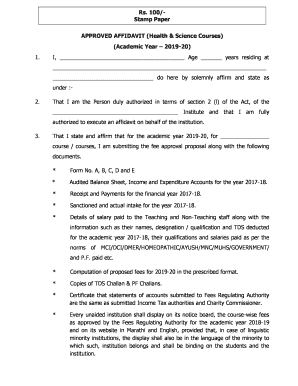 Fillable Online Stamp Paper APPROVED AFFIDAVIT - Fees Regulation ...