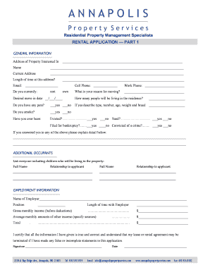 Fillable Online RENTAL APPLICATION PART 1 Fax Email Print - pdfFiller