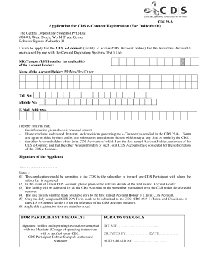 Fillable Online CDS 29A Form - Central Depository System Fax Email ...