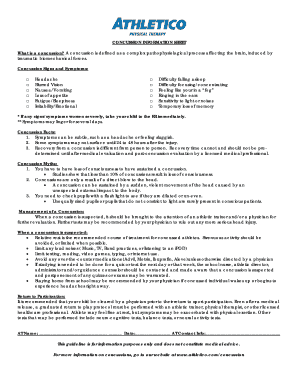 Fillable Online CONCUSSION INFORMATION SHEET - Athletico Fax Email ...