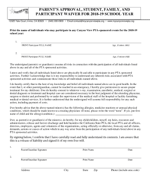 Fillable Online PARENTS APPROVAL, STUDENT, FAMILY, AND Fax Email Print ...