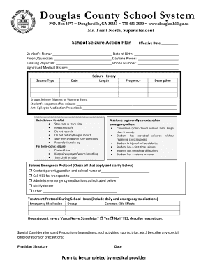 Fillable Online ADULT Seizure Action Plan & Patient Questionnaire ...