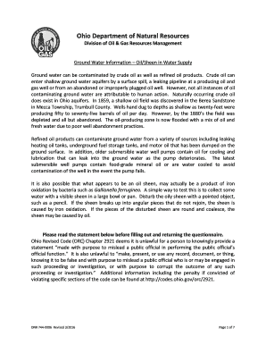 Fillable Online Questionnaire-Oil in Water - ODNR Division of Oil and ...