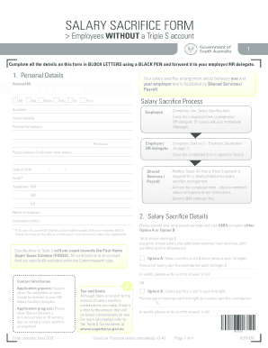 Fillable Online SALARY SACRIFICE FORM - supersa.sa.gov.au Fax Email ...
