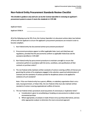 Fillable Online Non-Federal Entity Procurement Standards Review ...