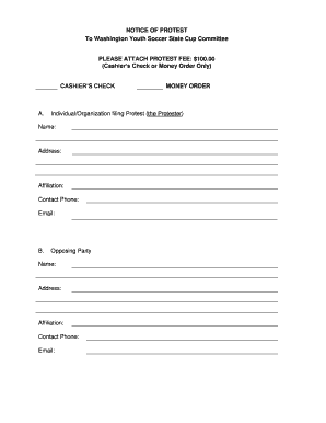 Fillable Online NOTICE OF PROTEST Fax Email Print - pdfFiller