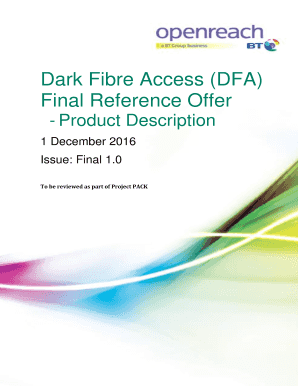 Fillable Online Dark Fibre Access (DFA) Final Reference Offer Pricing ...