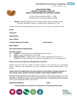 Fillable Online APPLICATION FORM SHEFFIELD TEACHING HOSPITALS Fax Email ...