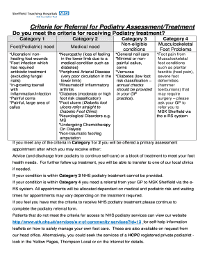 Fillable Online Criteria for Referral for Podiatry Assessment/Treatment ...