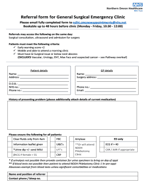 Fillable Online Referral form for General Surgical Emergency Clinic Fax ...