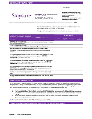 Fillable Online CURTAILMENT CLAIM FORM - Staysure Fax Email Print ...
