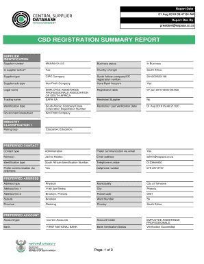 Fillable Online csd registration summary report - EAPA-SA Fax Email ...