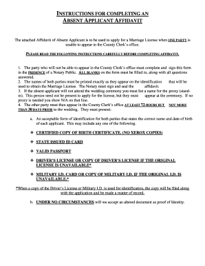 Fillable Online ABSENT APPLICANT AFFIDAVIT Fax Email Print - pdfFiller