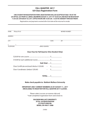 Fillable Online ILR Class Registration Form Fax Email Print - pdfFiller