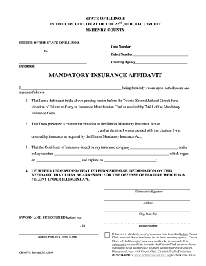 Fillable Online MANDATORY INSURANCE AFFIDAVIT Fax Email Print - pdfFiller