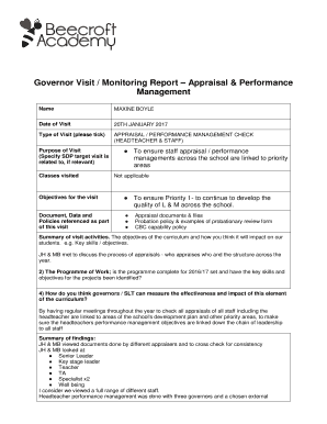 Fillable Online Governor Visit / Monitoring Report Appraisal ...