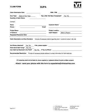 Fillable Online VT AWD SUPA claim form 0117 Fax Email Print - pdfFiller