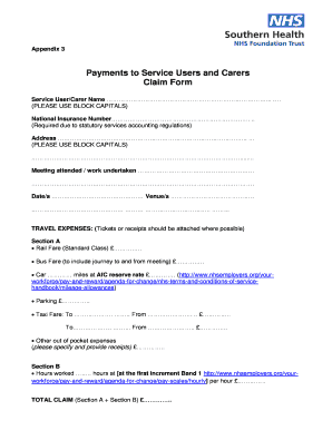 Fillable Online Payments to Service Users and Carers Claim Form Fax ...