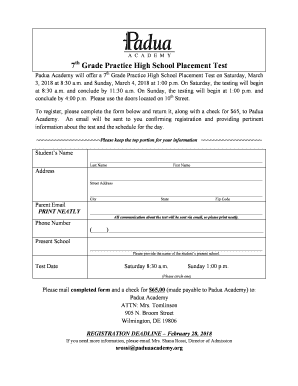 Fillable Online school stmax 7th Grade Practice High School Placement ...