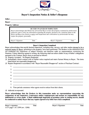 Fillable Online Buyer's Inspection Notice & Seller's Response Fax Email ...