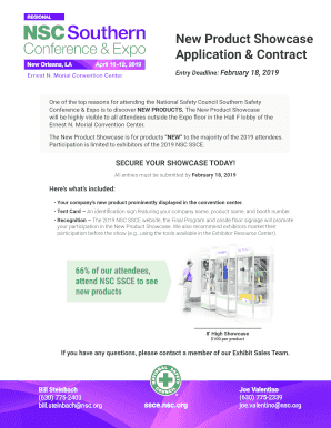 Fillable Online New Product Showcase Application & Contract - 2019 NSC ...