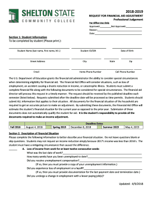 Fillable Online 4/9/2018 REQUEST FOR FINANCIAL AID ADJUSTMENT ...
