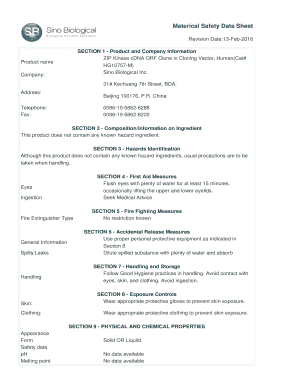 Fillable Online Materical Safety Data Sheet - Sino Biological Fax Email ...