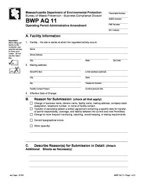 Fillable Online Transmittal Number Bureau of Waste Prevention ...