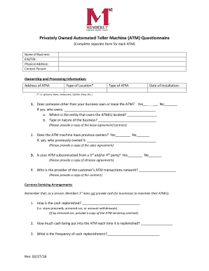 Privately Owned Atm Questionnaire - Fill Online, Printable, Fillable ...