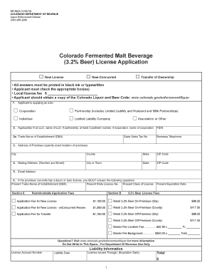 Fillable Online Colorado Fermented Malt Beverage (3.2% Beer) License ... Fax Email Print - pdfFiller
