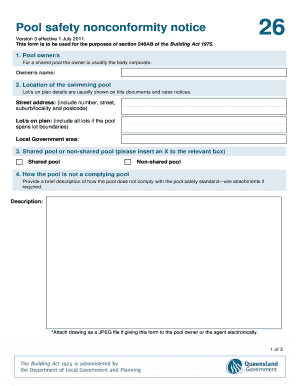Fillable Online Form 26 Pool safety nonconformity notice. Form 26 Pool ...