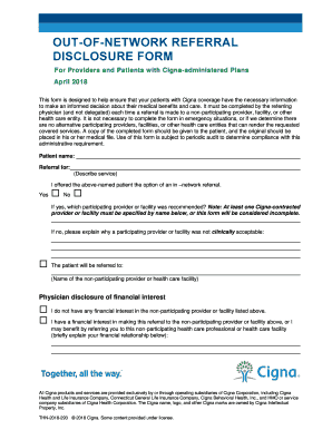 Fillable Online OUT-OF-NETWORK REFERRAL DISCLOSURE FORM Fax Email Print ...