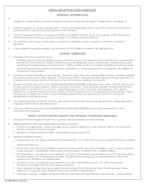 Fillable Online DWELLING APPLICA TION CHECKLIST GENERAL INFORMATION Fax Email Print - pdfFiller