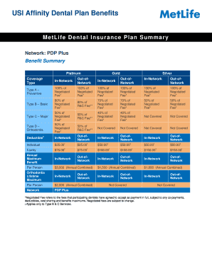 Fillable Online USI Affinity Dental Plan Benefits - American Bar ...