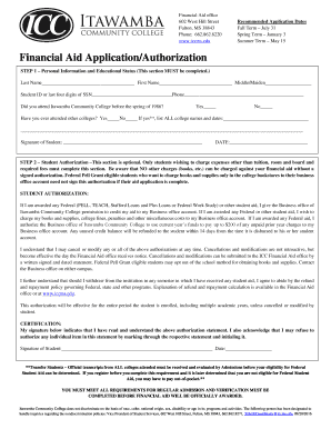 Fillable Online Financial Aid Application/Authorization Fax Email Print ...