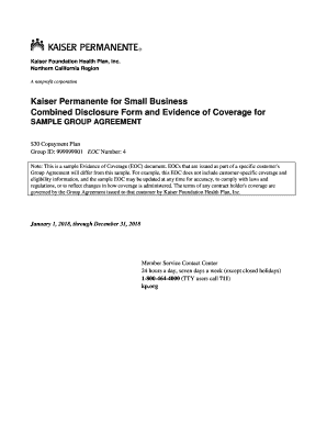 Fillable Online info kaiserpermanente 2018 Sample NCR Small EOC $30 ...