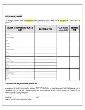 Fillable Online Assessment of Bidder Form Fax Email Print - pdfFiller
