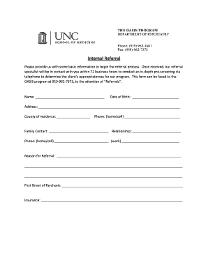 Fillable Online Internal Referral Form - med.unc.edu Fax Email Print - pdfFiller