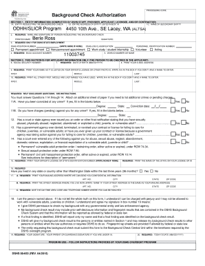 Fillable Online Background Check Authorization - dshs.wa.gov Fax Email ...