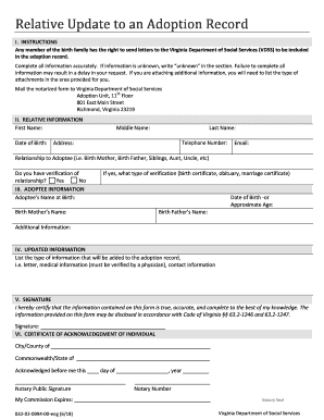 Fillable Online Relative Update to an Adoption Record Fax Email Print ...