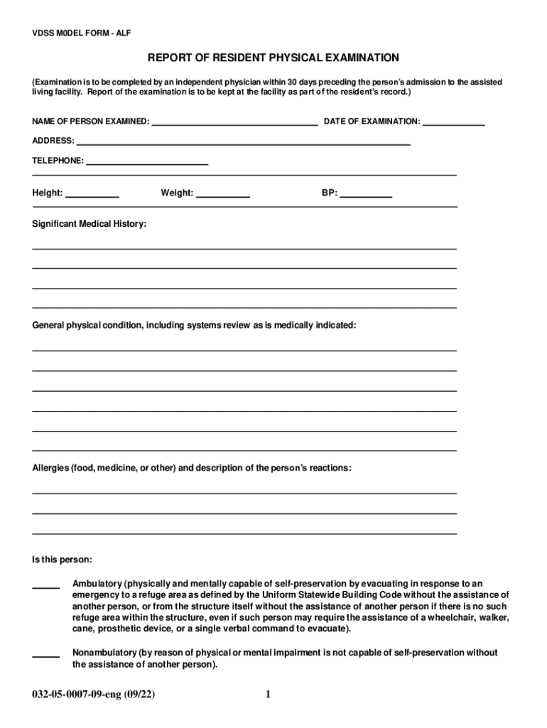 REPORT OF RESIDENT PHYSICAL EXAMINATION: Fill out & sign online | DocHub