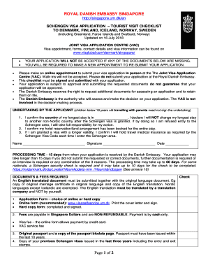 Fillable Online SCHENGEN VISA APPLICATION TOURIST VISIT CHECKLIST TO ... Fax Email Print - pdfFiller