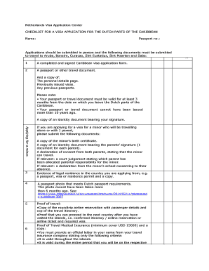 Fillable Online Netherlands Visa Application Center CHECKLIST FOR A ...