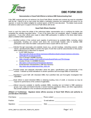 Fillable Online DBE FORM 2023 - illinoistollway.com Fax Email Print ...