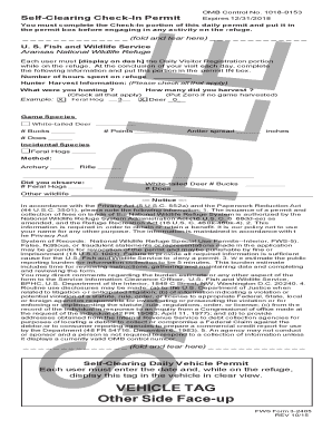 Fillable Online OMB Control No. 1018-0153 Self-ClearingCheck-In Permit ...
