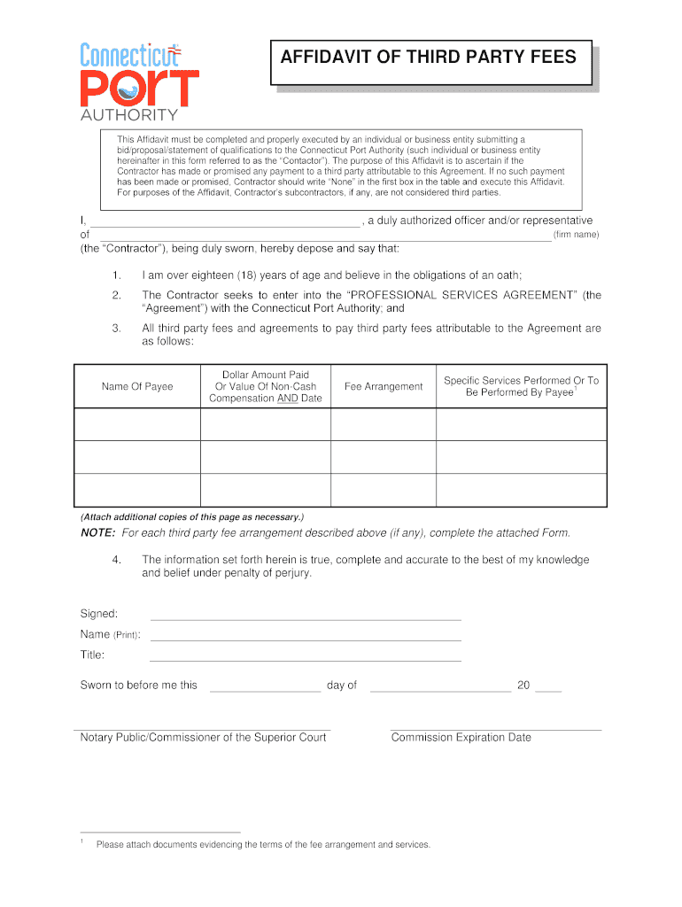 Fillable Online AFFIDAVIT OF THIRD PARTY FEES Fax Email Print - pdfFiller